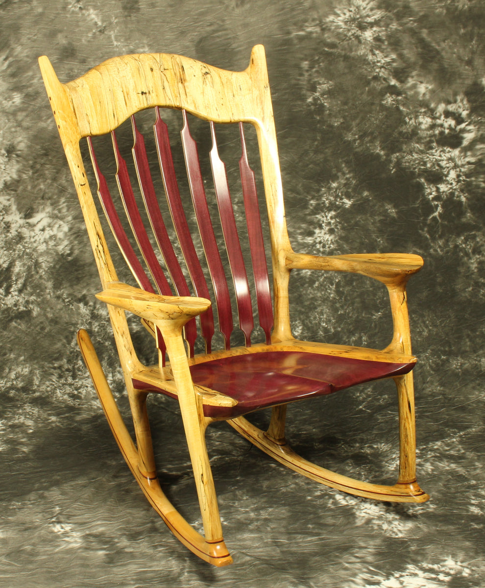 Spalted Maple and Purpleheart Sculpted Rocking Chair – Cummings Fine ...