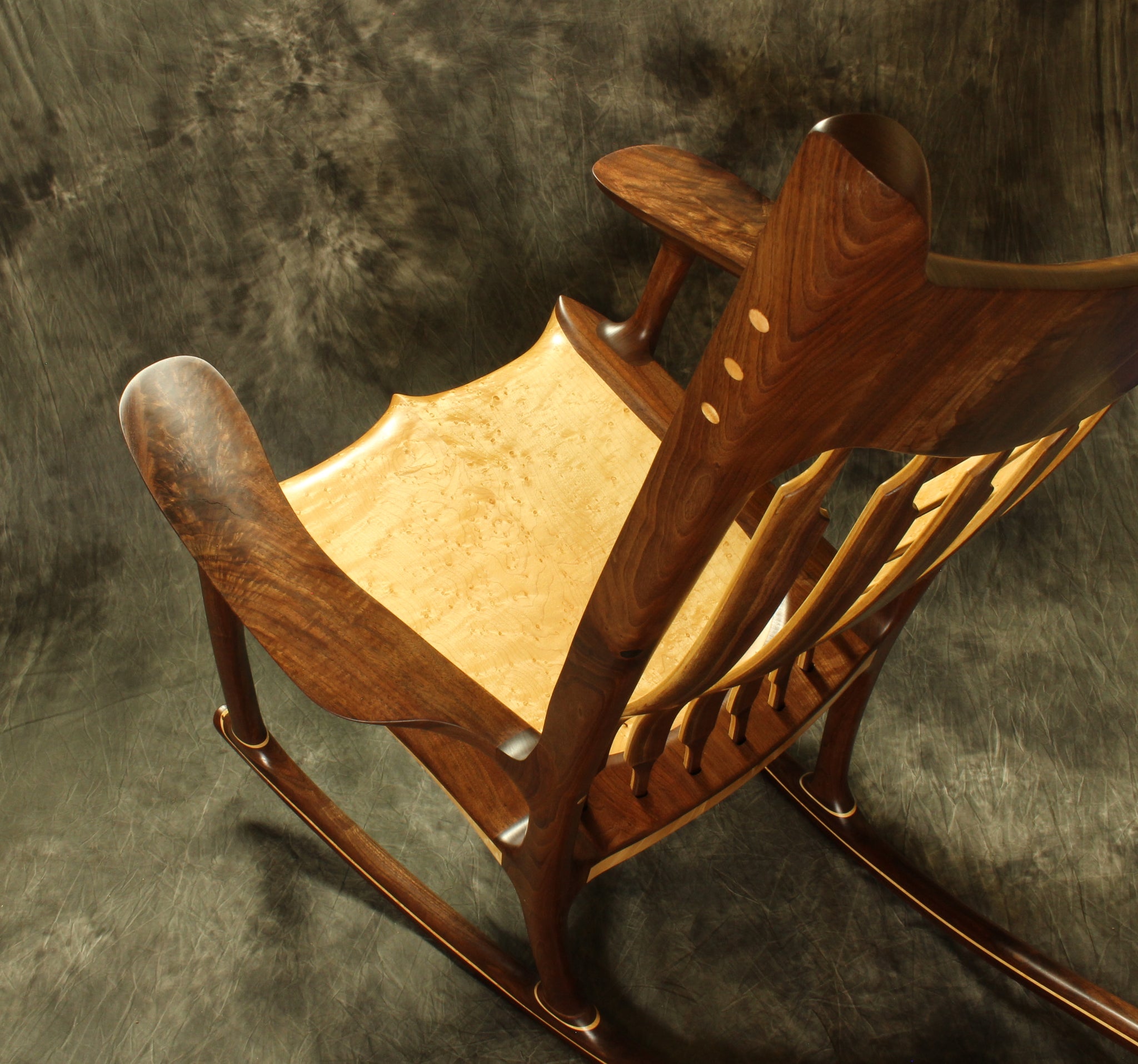 Birdseye Maple and Walnut Sculpted Rocking Chair – Cummings Fine ...