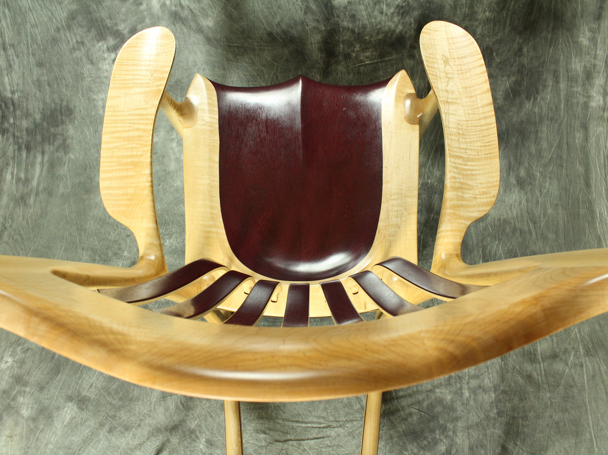 Curly Maple and Purpleheart Sculpted Rocking Chair – Cummings Fine ...