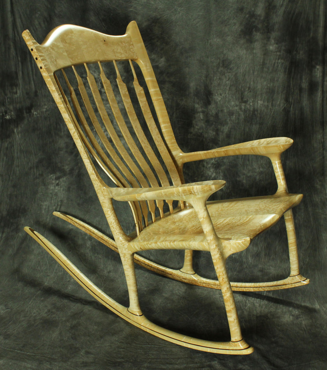 Birdseye Maple Sculpted Rocking Chair – Cummings Fine Woodworking